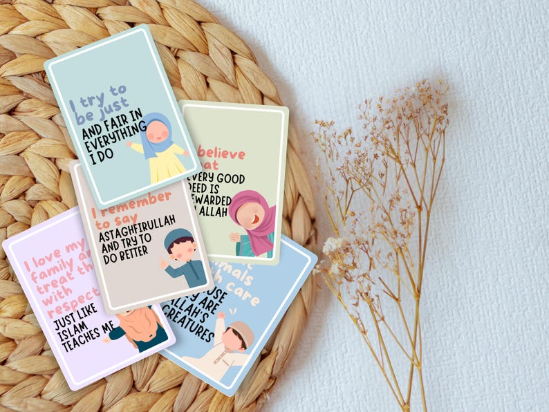 Islamic Affirmation Cards for Kids, Muslim Affirmation Cards, Printable ...