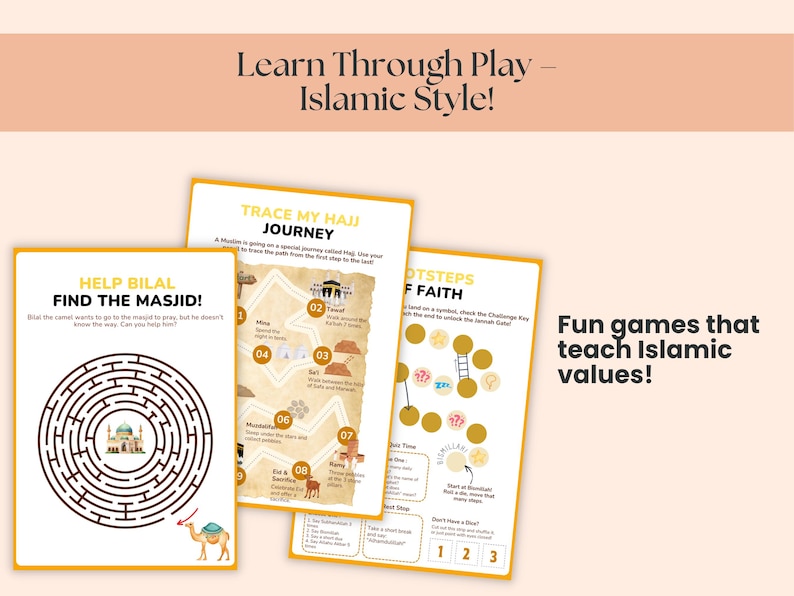 Islamic Activity Book Printable, Muslim Kids Busy Book Age 6-9, Muslim ...