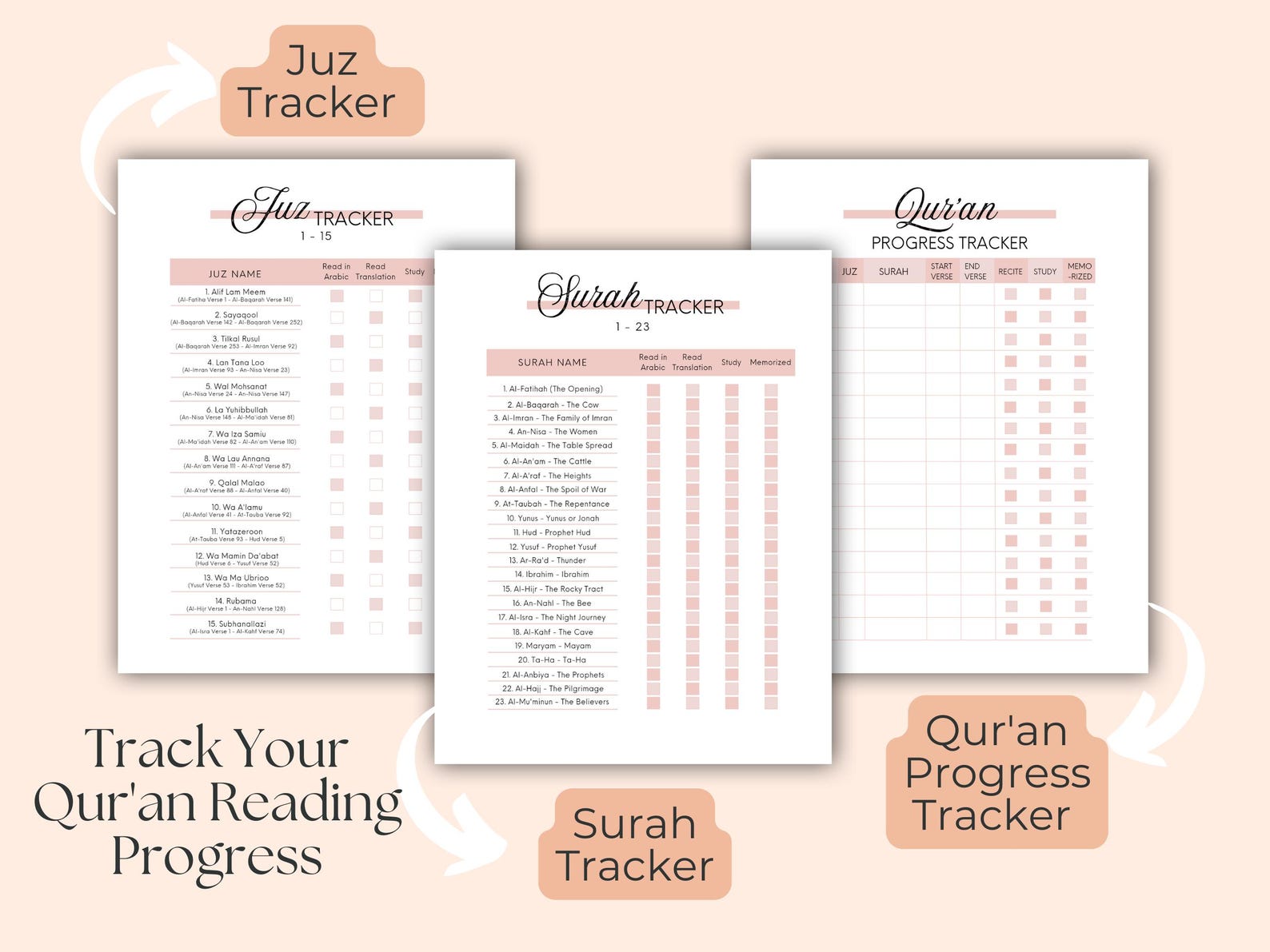Quran Journal Digital, Printable Quran Study Planner, Islamic ...