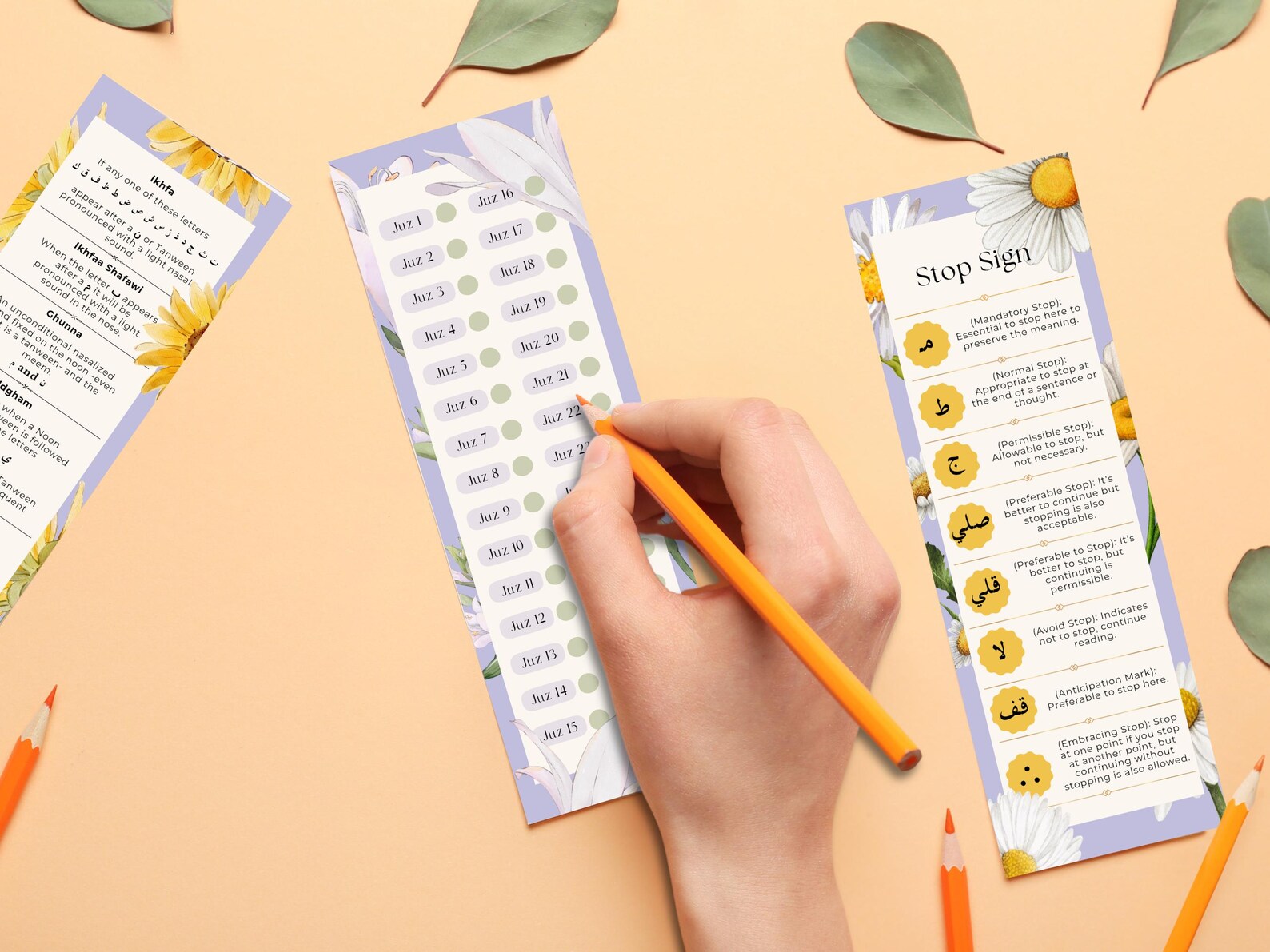 Islamic Quran Bookmark Set Printable, Tajweed Rules Bookmark, Juz ...