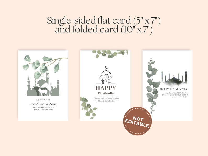 Eid Mubarak Card Printable, Eid Al-adha Card, Minimalist Eid Greeting ...