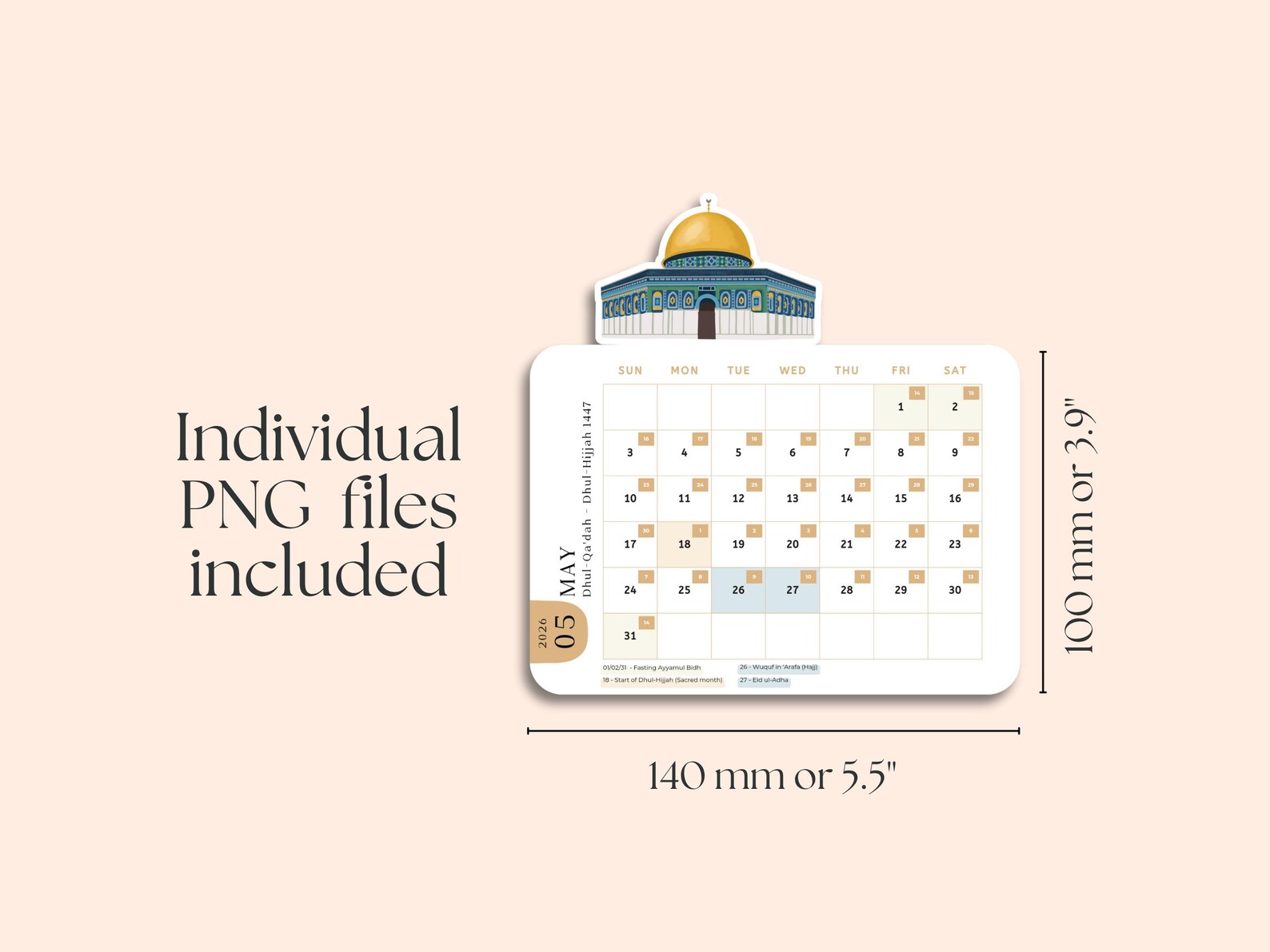 2026 Islamic Calendar : Printable Hijri - Gregorian Desk Calendar 1447 ...