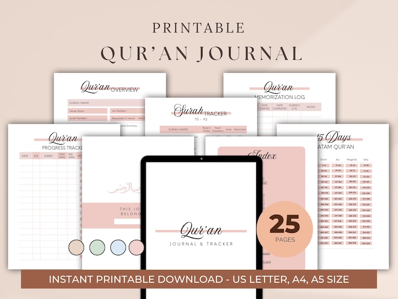 Quran Journal Digital, Printable Quran Study Planner, Islamic ...