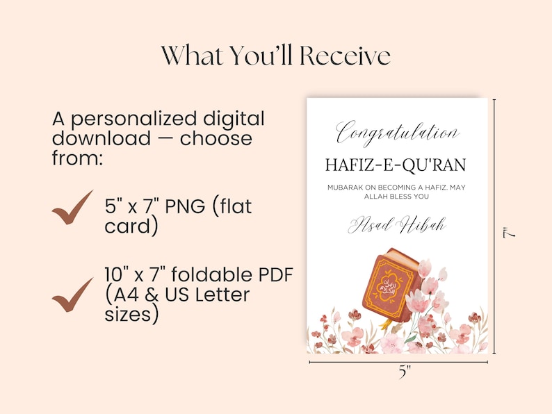 Personalized Hafiz Mubarak Greeting Card, Printable Hifz Card, Hafiz ...