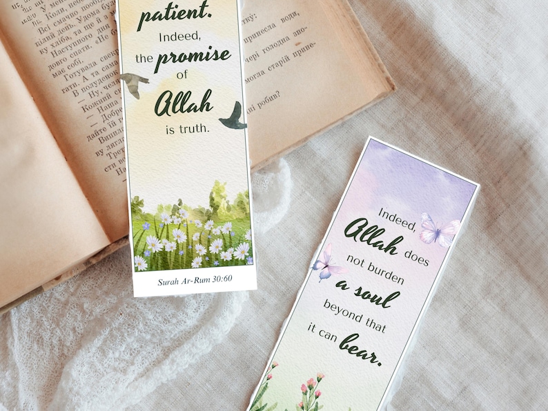 Islamic Quran Verse Bookmarks : Printable Watecolor Bookmark Set With ...