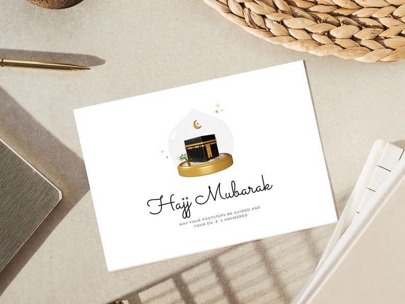 Printable Hajj Mubarak Card Set, Minimalist Hajj Greeting Card ...