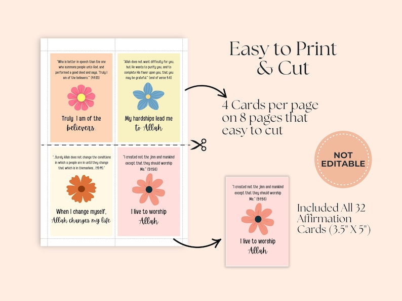 Islamic Affirmation Cards Printable, Quran Verse Card, Islamic ...