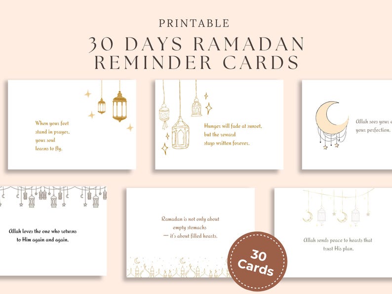 30 Days Ramadan Reminder Cards: Printable Islamic Motivation ...