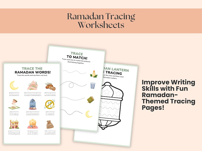 Ramadan Activity Book & Busy Book Ages 4-7: Islamic Coloring, Tracing ...