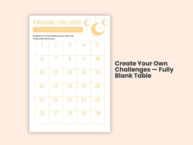 Ramadan Countdown Calendar: 30 Day Challenge Islamic Activity for Kids ...