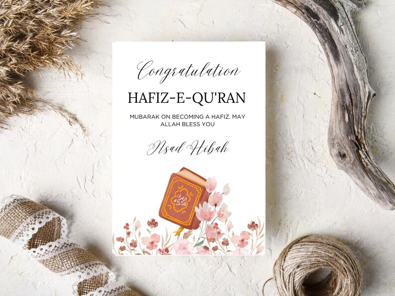 Personalized Hafiz Mubarak Greeting Card, Printable Hifz Card, Hafiz ...