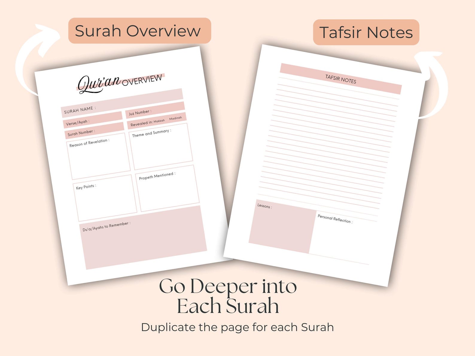 Quran Journal Digital, Printable Quran Study Planner, Islamic ...