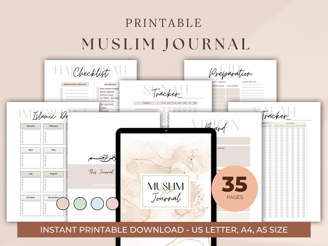 Muslim Planner Printable, Minimalist Muslim Journal Digital, Daily ...