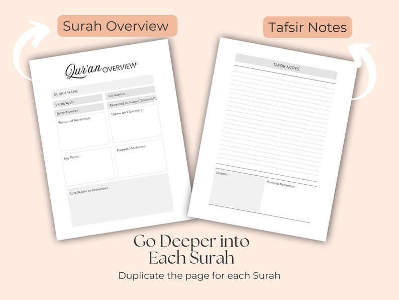 Quran Journal Digital, Printable Quran Tracker, Minimalist Islamic ...