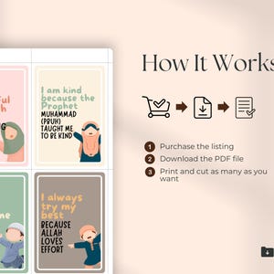 Islamic Affirmation Cards for Kids, Muslim Affirmation Cards, Printable ...