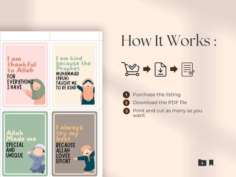 Islamic Affirmation Cards for Kids, Muslim Affirmation Cards, Printable ...