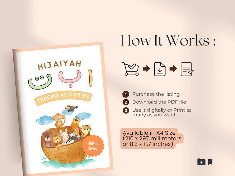Hijaiyah Tracing Worksheets, Arabic Alphabet Workbook for Kids, Arabic ...