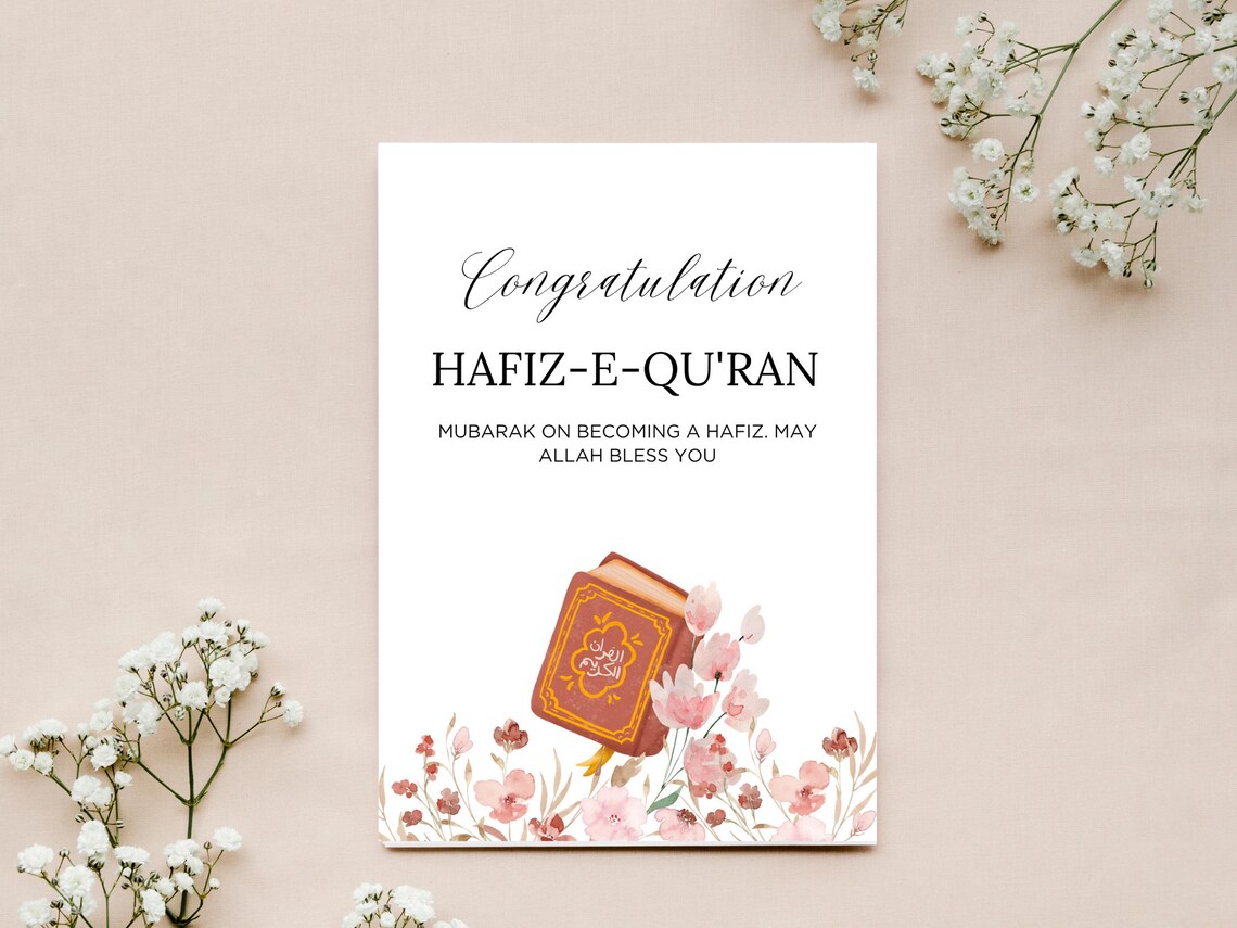 Hafiz Mubarak Greeting Card, Printable Hifz Card, Hafiz Graduation ...