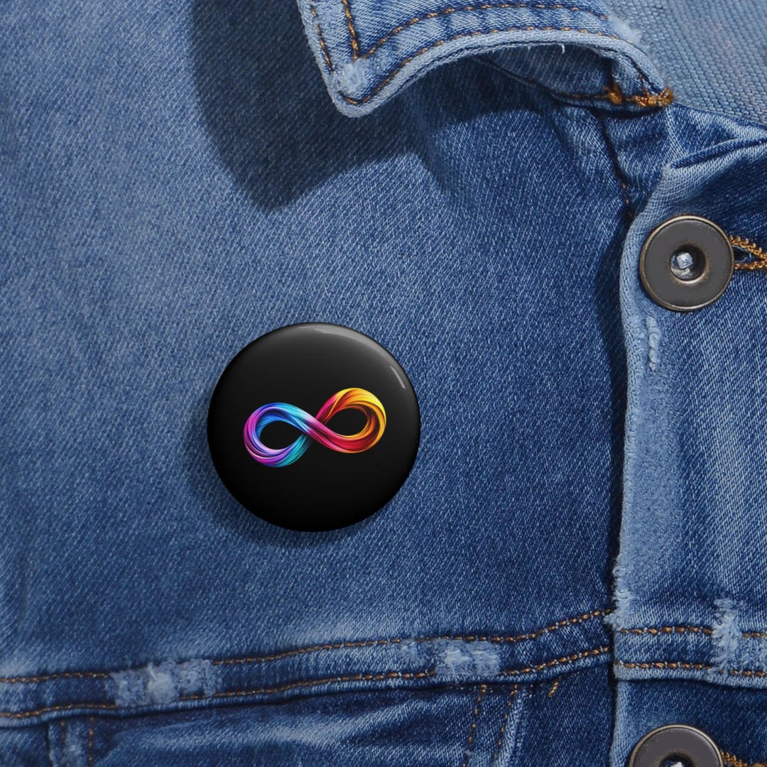 Neurodivergent Infinity Button | ADHD Autism ND Gifts | ASD Pin Button ...
