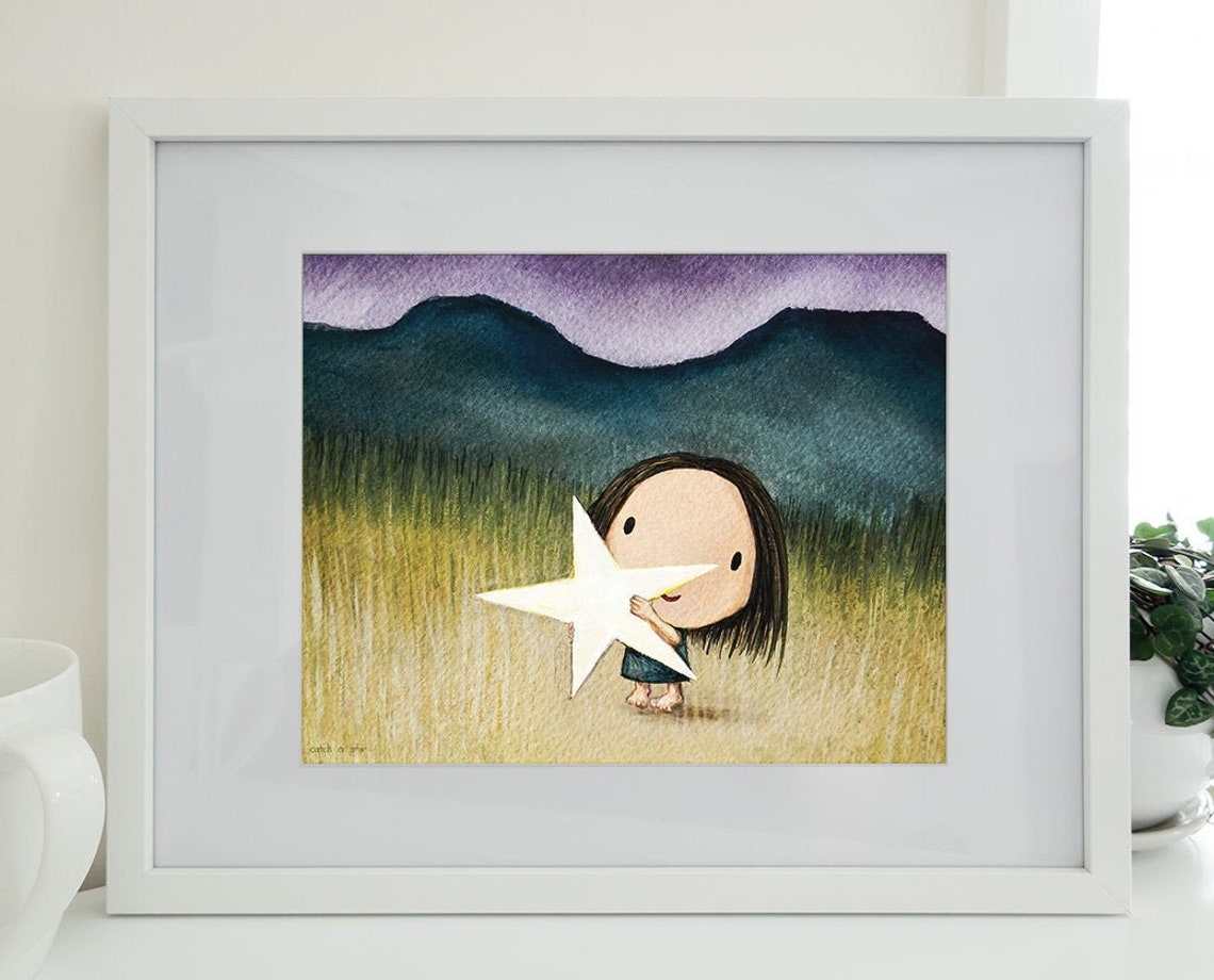 Catch a Star. Catch a Falling Star Wall Décor of a Child With a Star ...
