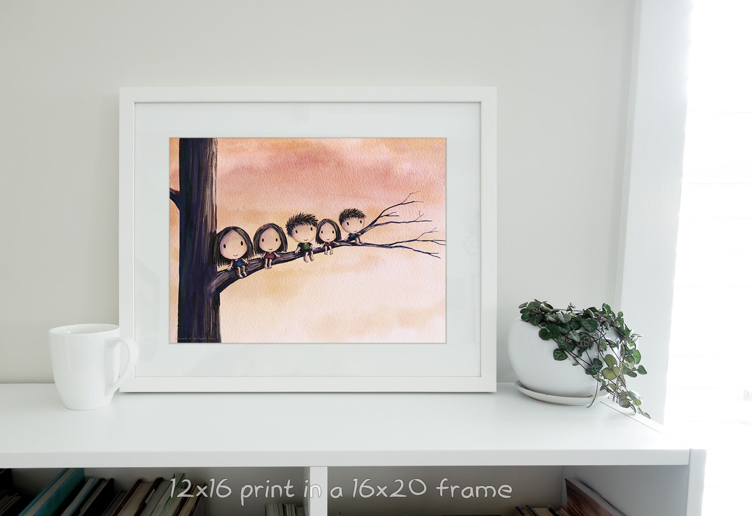 A Branch of the Family Tree. Wall Decor of Family of Five Climb a Tree ...