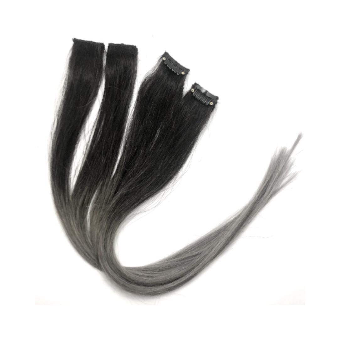Silver Grey Ombre Highlights - Black Grey Ombre - Cloip in Remy Hair - Etsy
