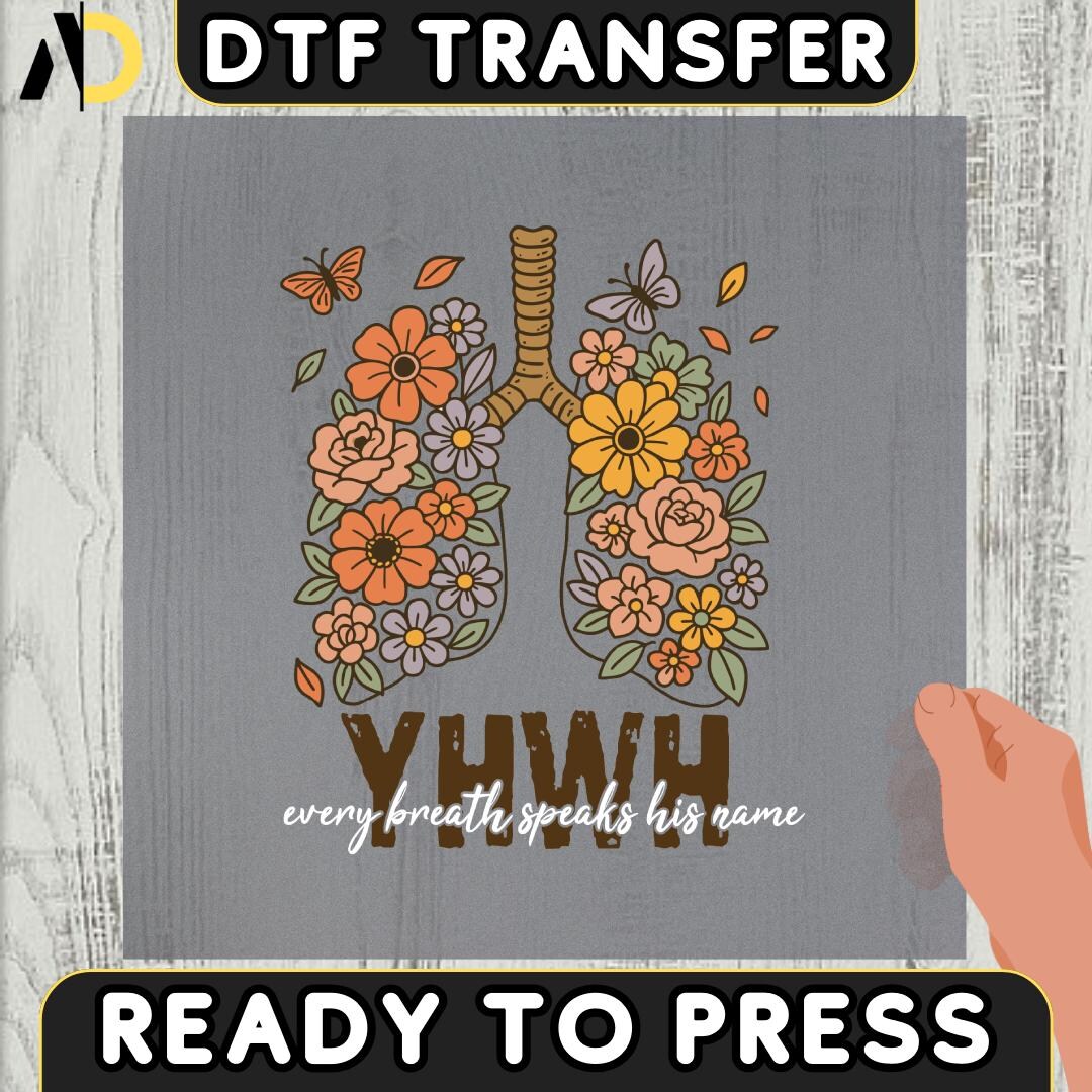 Yhwh Lungs Floral DTF Transfer, Christian Apparel - Etsy
