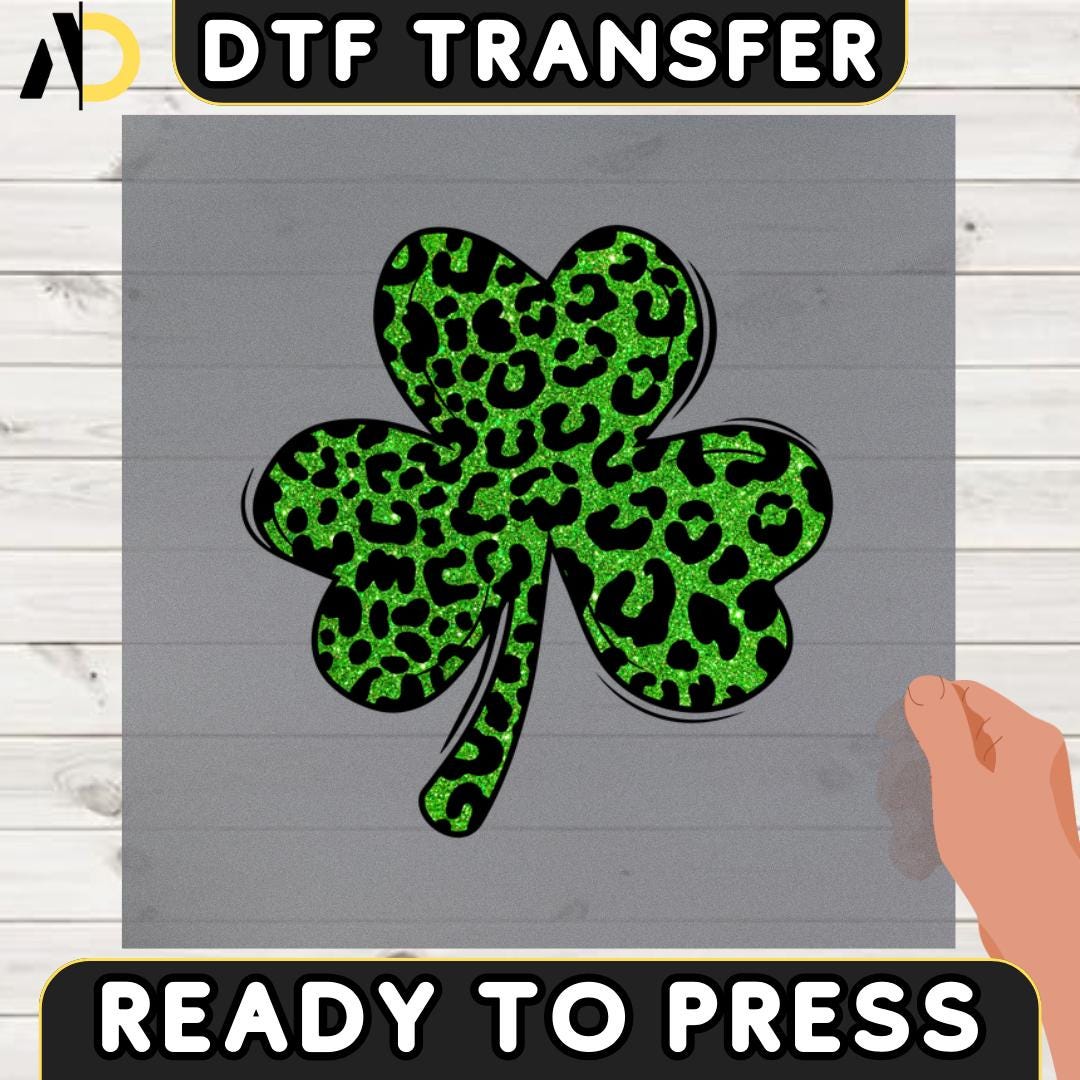 Leopard Clover DTF Transfer, Lucky Clover DTF Press, Ready to Press, St ...
