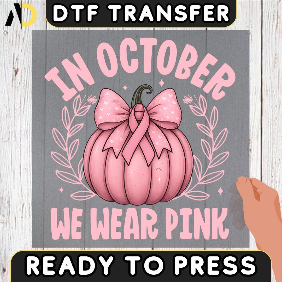Pink Pumpkin Breast Cancer Awareness DTF Transfer – Ready to Press - Etsy