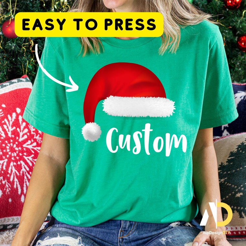 Custom Christmas Santa Hat Name DTF Transfer - Matching Xmas Gifts - Etsy