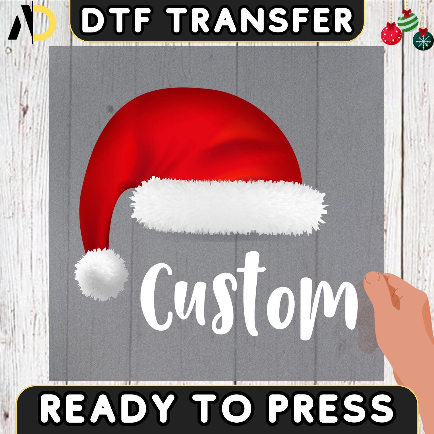 Custom Christmas Santa Hat Name DTF Transfer - Matching Xmas Gifts - Etsy