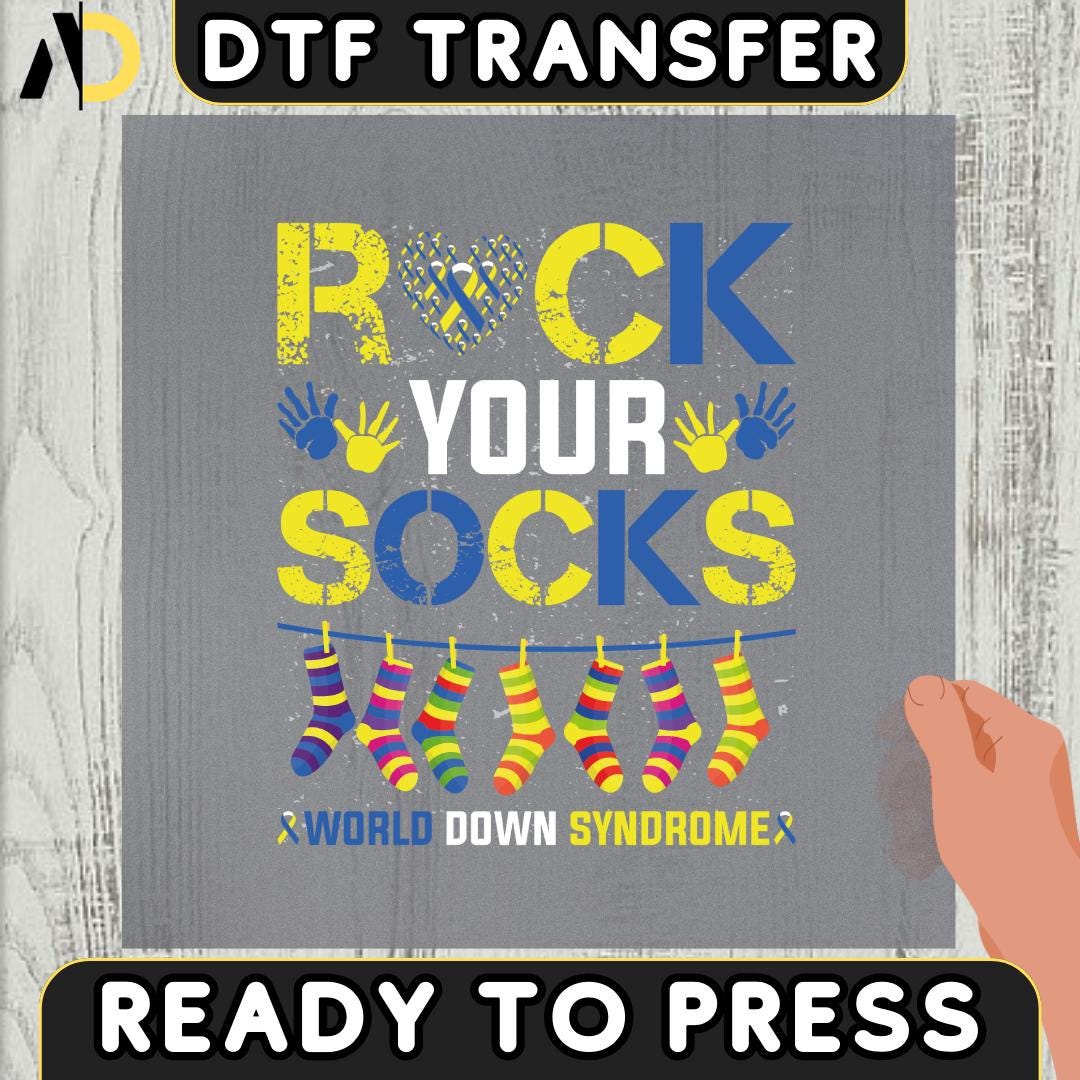 Rock Your Socks Iron on Decal, World Down Syndrome DTF Transfer, Down ...