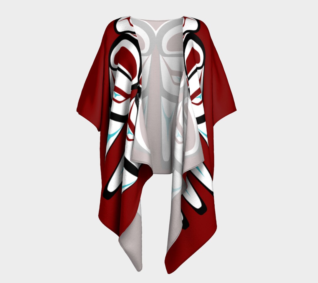 Tlingit Eagle Draped Kimono Burgandy - Etsy