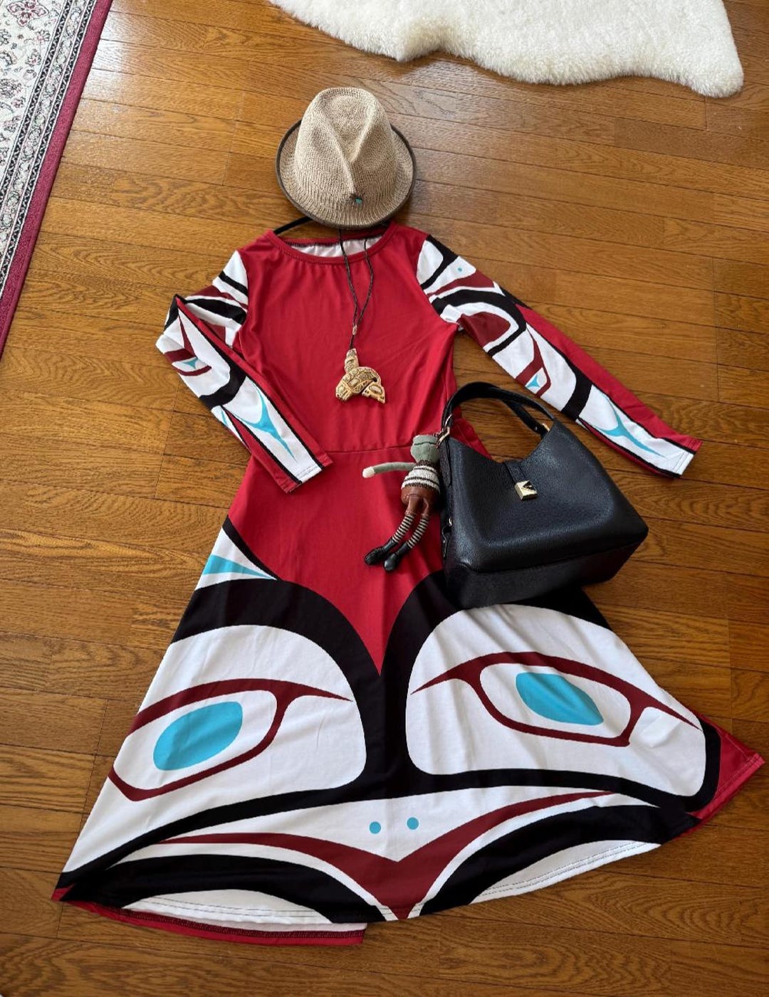 Skywatcher Eagle and Raven Totems Midi Dress by Alaskan Native Tlingit ...