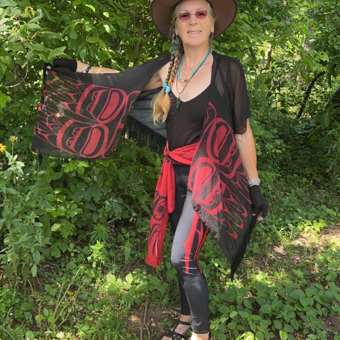 Tlingit Raven Leggings Red on Black - Etsy