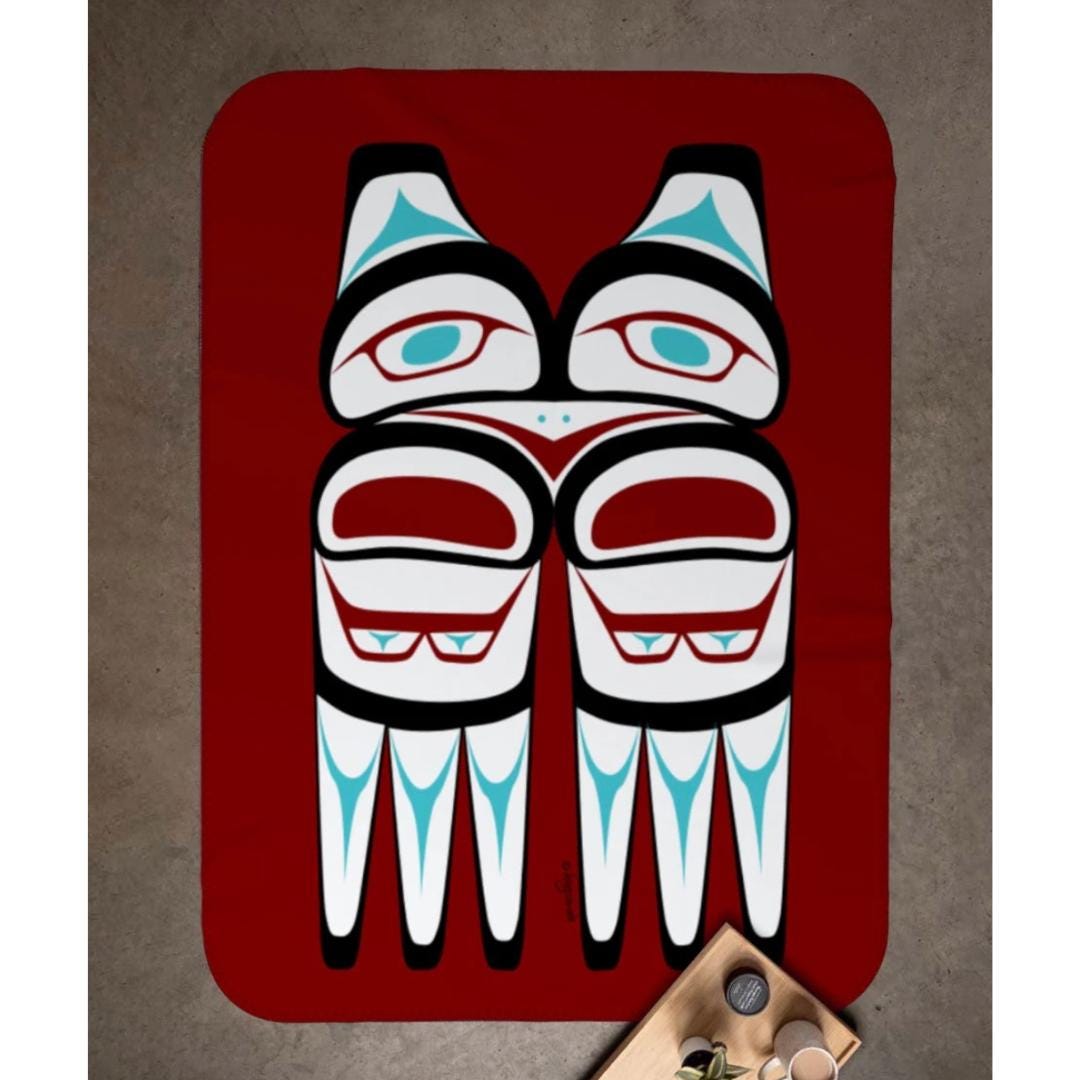 Tlingit Eagle Totem Minky Red Blanket - Etsy