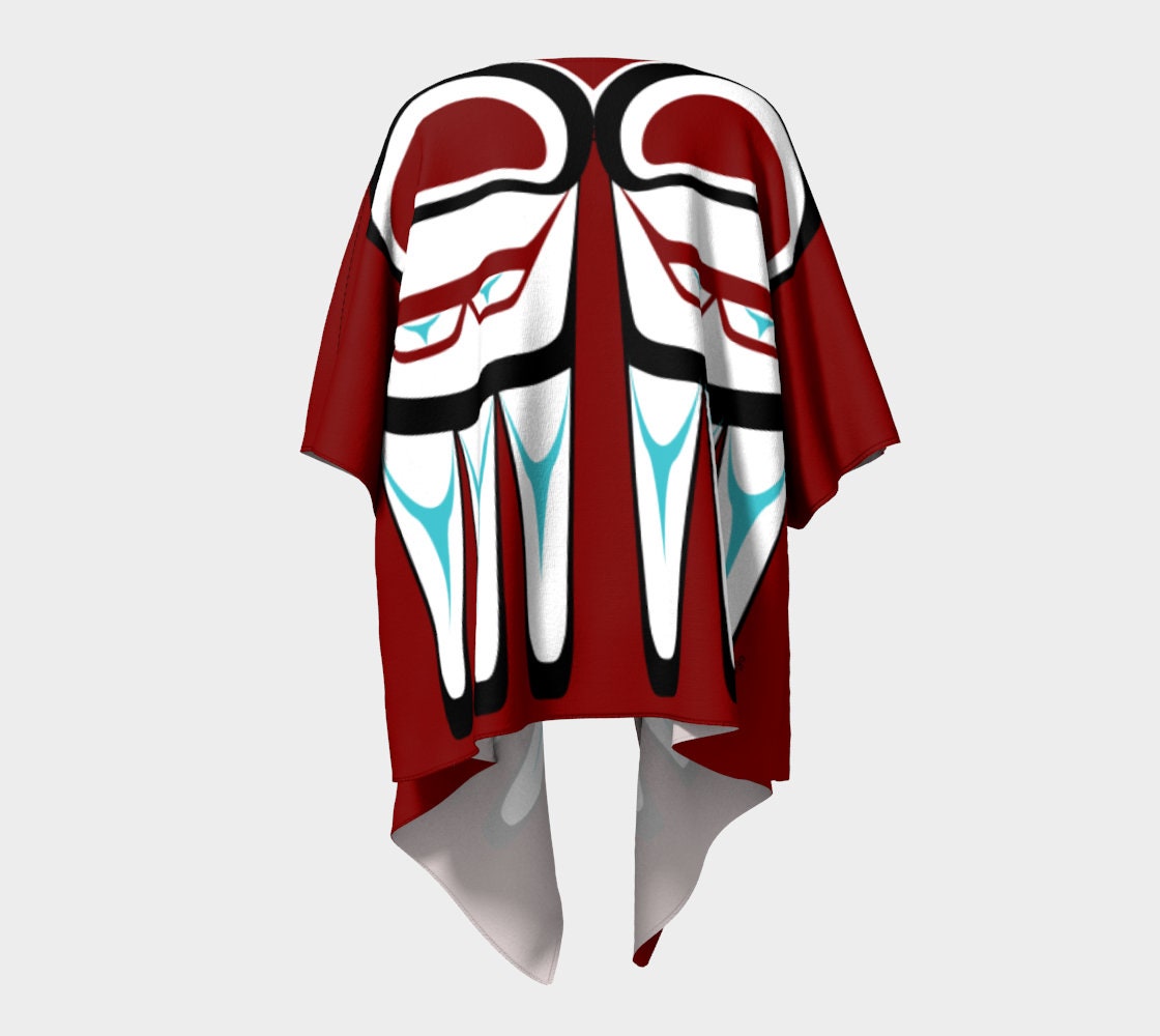 Tlingit Eagle Draped Kimono Burgandy - Etsy