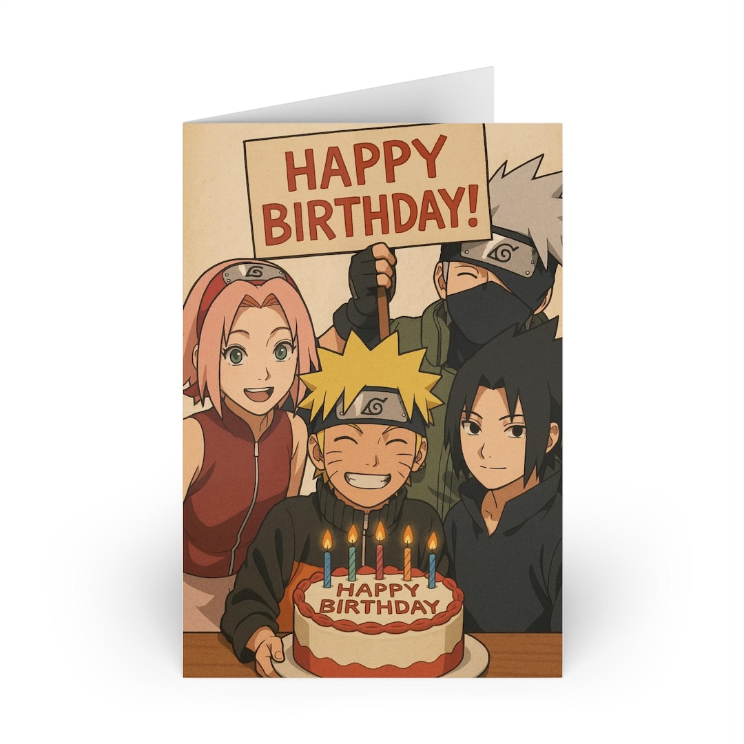Happy Birthday Card Naruto Inspired Anime Greeting Card Birthday Gift ...