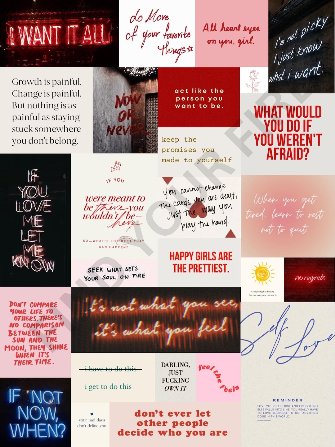 Digital Quote Collage Poster - Aesthetic Quote Collage | Inspirational ...