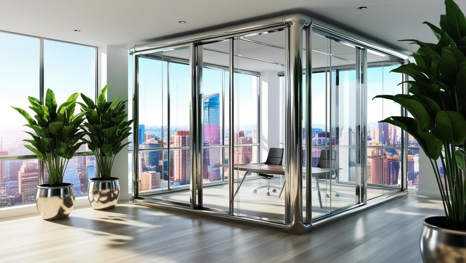Virtual Background | New York | High-rise Conference Room With City ...