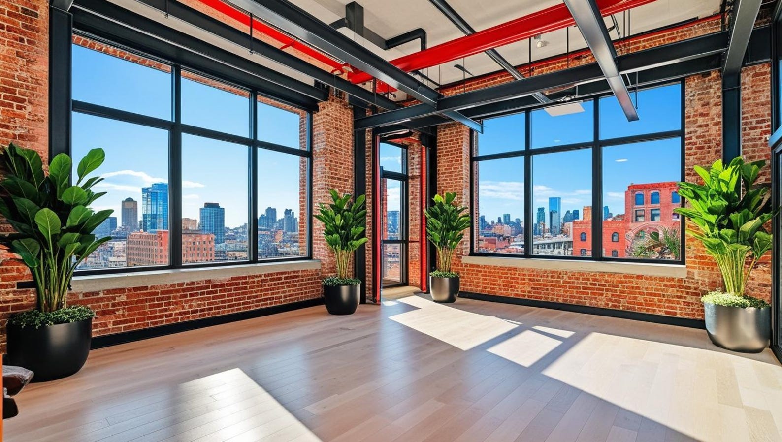 Virtual Background | Open-concept Industrial Loft Office With Skyline ...