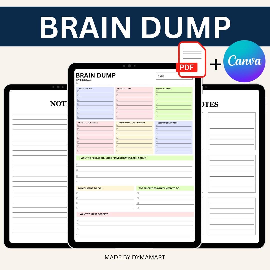 ADHD Brain Dump Template | Editable To-do List, Task Organizer (canva ...