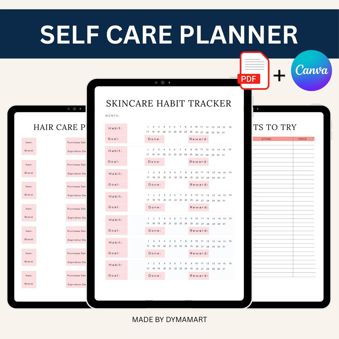 Self Care Planner Template - Habit Tracker, Journal (canva & PDF ...