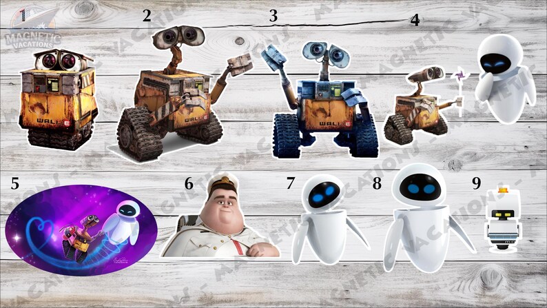 Wall E Magnet - Disney Movies - Wall E / Eva / Mo / Wall E Captain - DCL - Cruise Magnet - Etsy