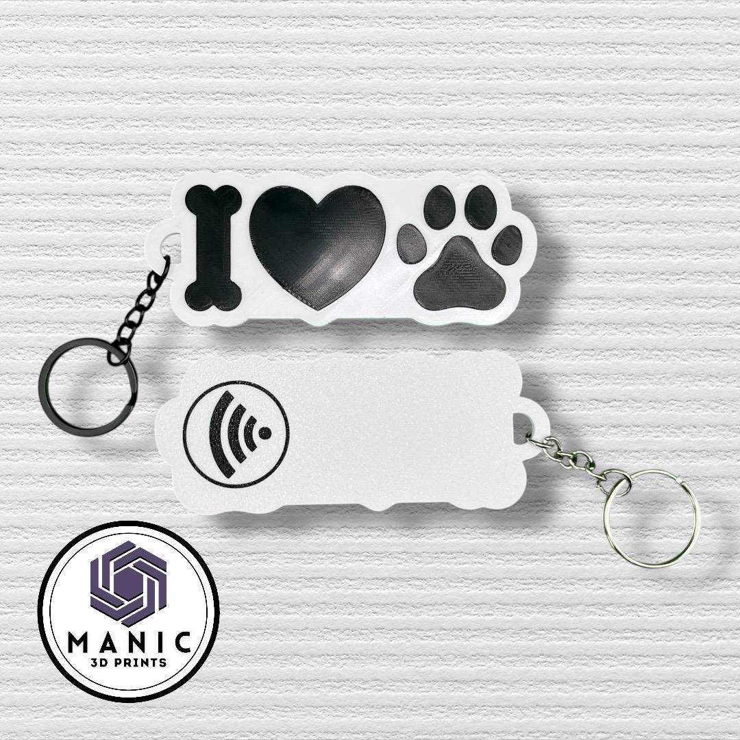 Bone & Paw Keychain | I Love My Dog Gift | Pet Parent Accessory | 3D ...