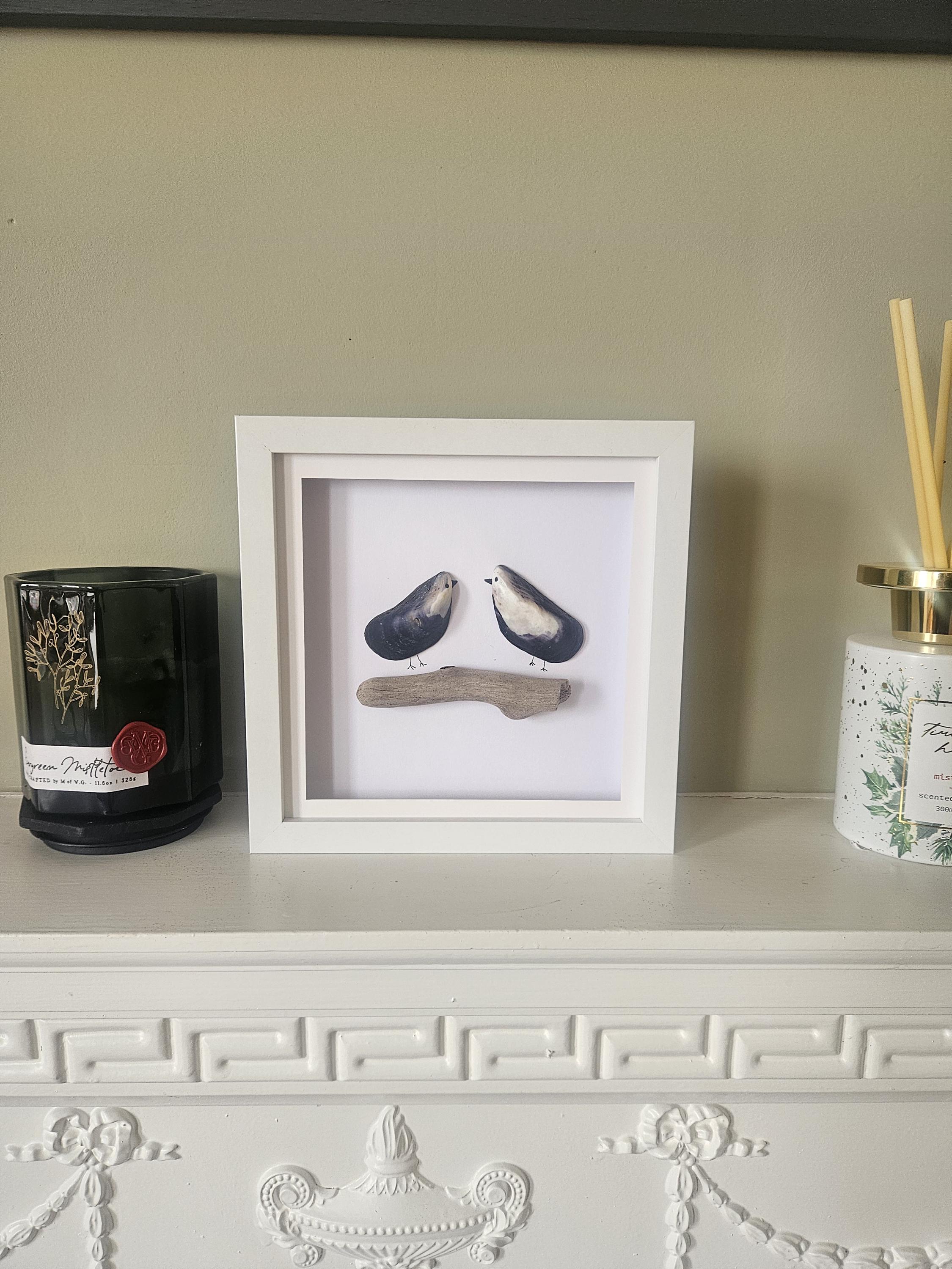Scottish Mussel Shell Bird Art: Framed Pebble & Driftwood Picture - Etsy
