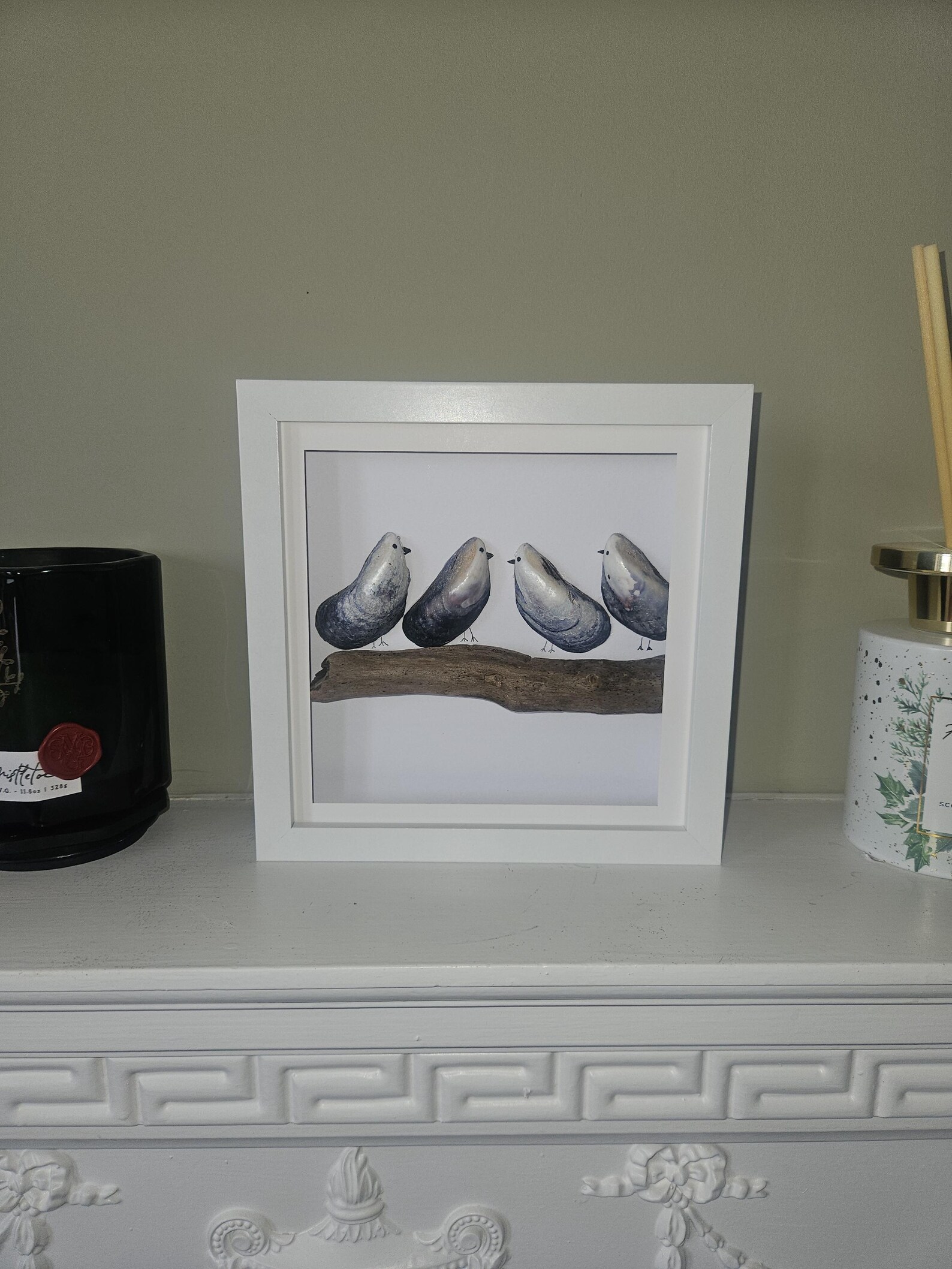 Scottish Mussel Shell Bird Art: Framed Pebble & Driftwood Picture - Etsy