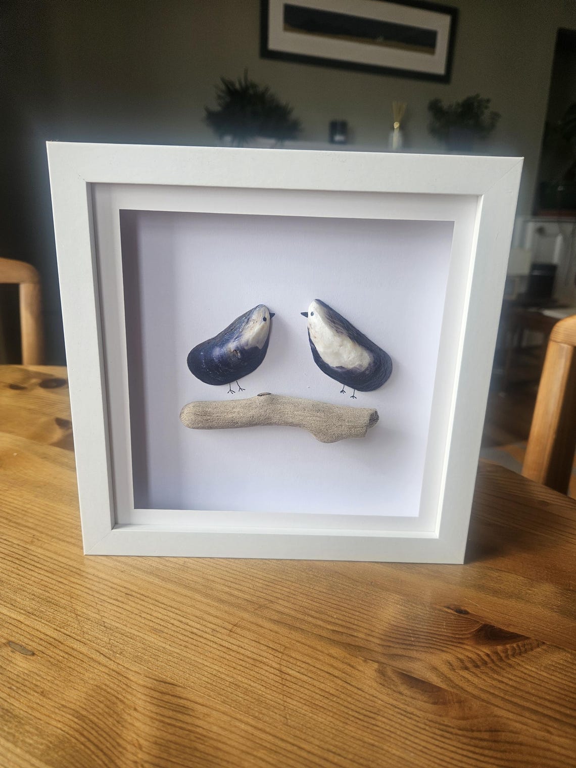 Scottish Mussel Shell Bird Art: Framed Pebble & Driftwood Picture - Etsy