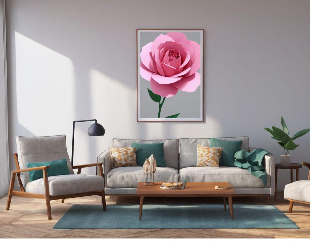 Pink Rose Wall Decor: Printable Image of Rose for Wall Art Decoration ...