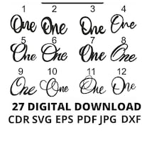 Cursive Script Number One Vector Image Cut Files With SVG, Eps, Pdf ...